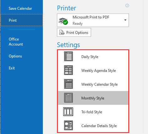 How to add new print style in Outlook?