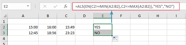 How to check if time is between two times in Excel?