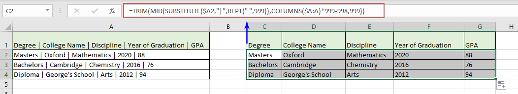 Opposite of Concatenate (split cells) in Excel – 4 easy ways