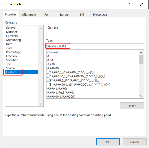 How to show time with milliseconds in Excel?