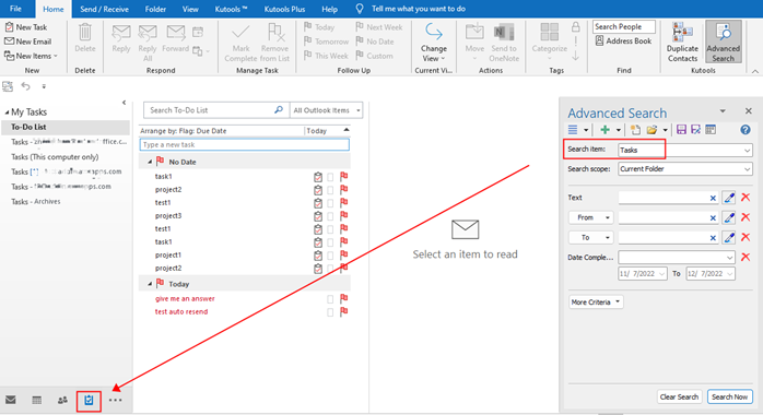 Advanced search email and save custom search in Outlook
