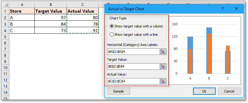 Creating an actual vs budget chart in Excel step by step
