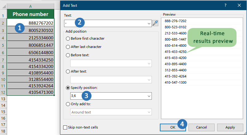 3 Step By Step Methods To Add Dashes To Phone Numbers In Excel