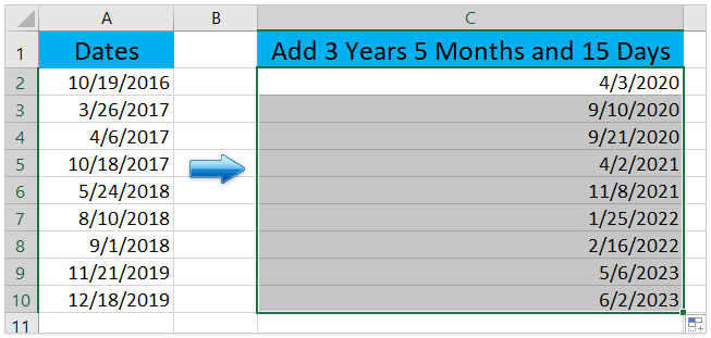 How to add or subtract days, months, and years to date in Excel?