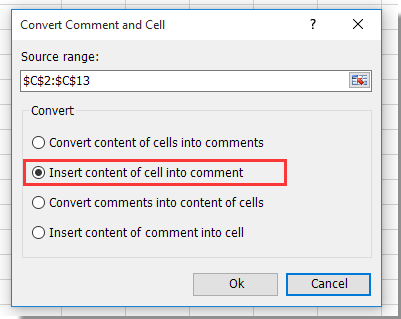 How to insert formula result in Excel comment?