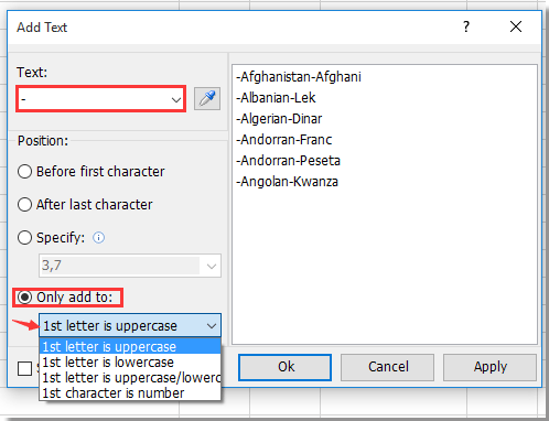How to add hyphen between words in Excel?