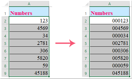 How to Add or Pad Leading Zeros to Numbers or Text in Excel?