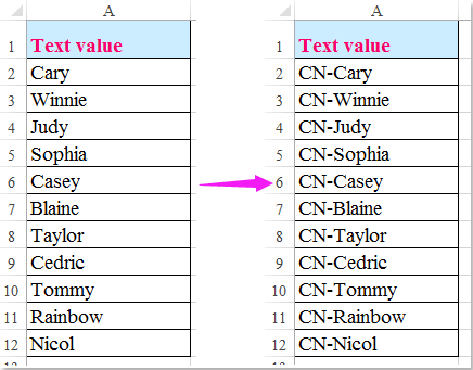 How to add text to the beginning or end of all cells in Excel?