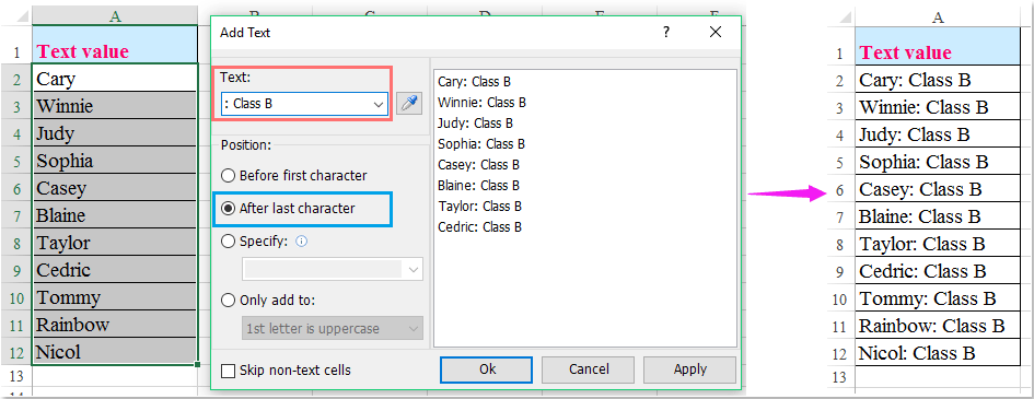 How To Add Text To The Beginning Or End Of All Cells In Excel