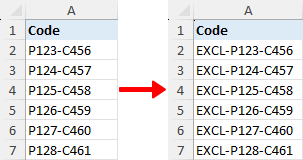 How to add text to the beginning or end of all cells in Excel?
