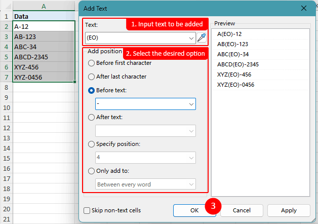 How To Add Text To The Beginning Or End Of All Cells In Excel