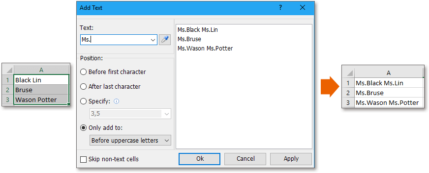 How To Add Text To The Beginning Or End Of All Cells In Excel