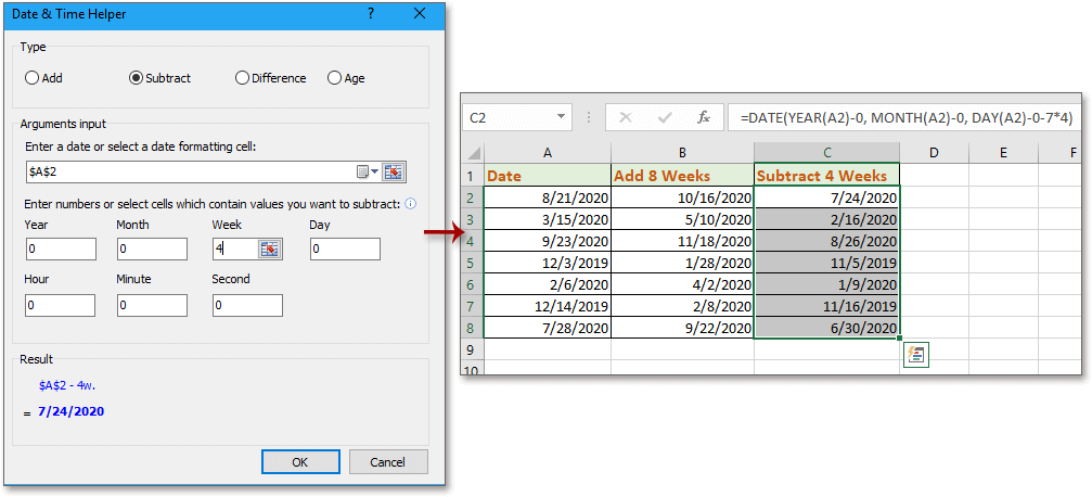 How To Add subtract Weeks To Date In Excel 