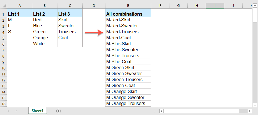 How To Generate All Combinations Of 3 Or Multiple Columns In Excel 