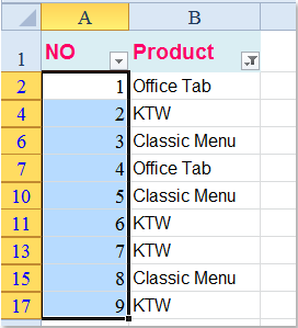 How to auto number or renumber after filter in Excel?
