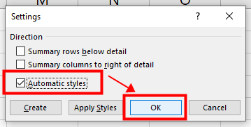 How to auto outline data in Excel?