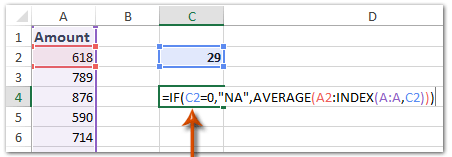 How to calculate average of dynamic range in Excel?