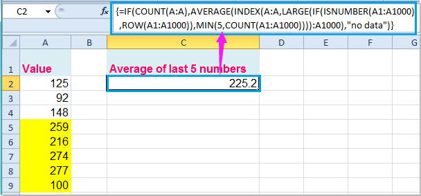 How to average last 5 values of a column as new numbers entering?