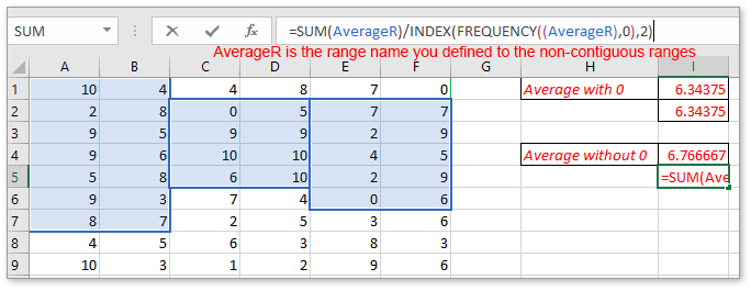 Average Data In Multiple Non Contiguous Ranges In Excel