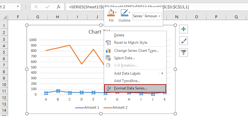 How to break chart axis in Excel?