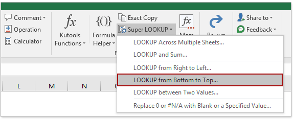 Excel에서 역순으로 Vlookup을 거꾸로 만드는 방법은 무엇입니까