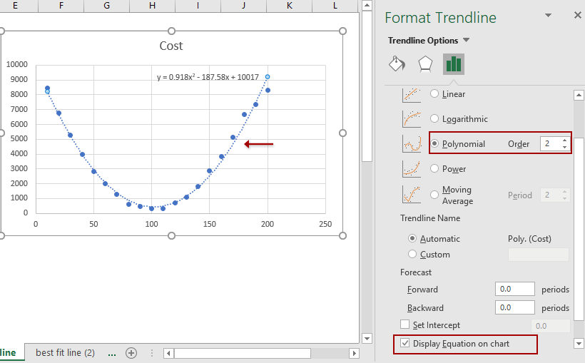 How To Add Best Fit Line curve And Formula In Excel 