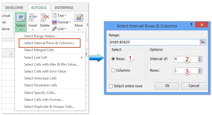 How to border every 5/n rows in Excel?