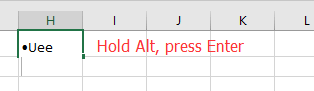 How to create bulleted list in a cell or multiple cells in Excel?
