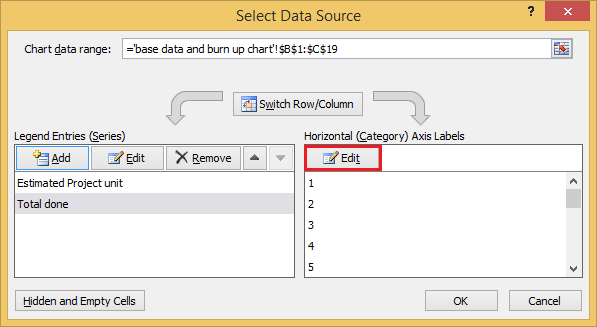 How to create burn down or burn up chart in Excel?