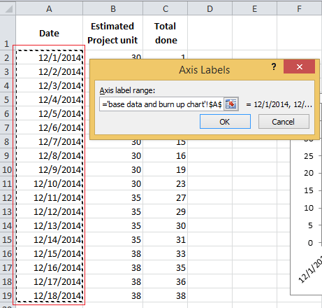 How to create burn down or burn up chart in Excel?