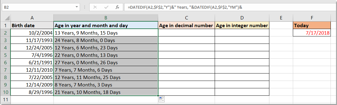 How To Calculate Age In Years And Months And Days From Date Of Birth In 
