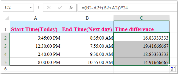 How to calculate hours between times after midnight in Excel? How to calculate hours between times after midnight in Excel?