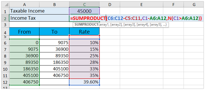 How To Calculate Income Tax In Excel 
