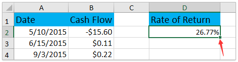 How to calculate rate of return on a share of stock in Excel?