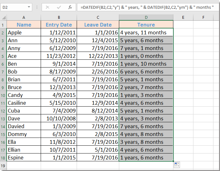 How To Calculate Tenure From Hire Date In Excel Haiper