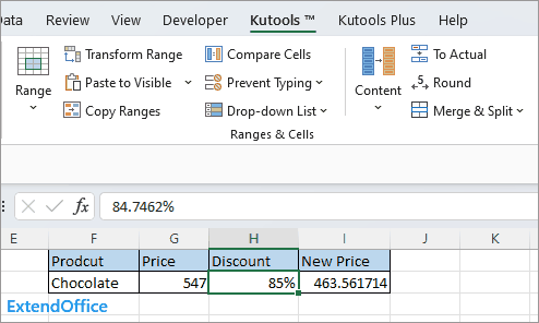 How to calculate with rounded values in Excel?