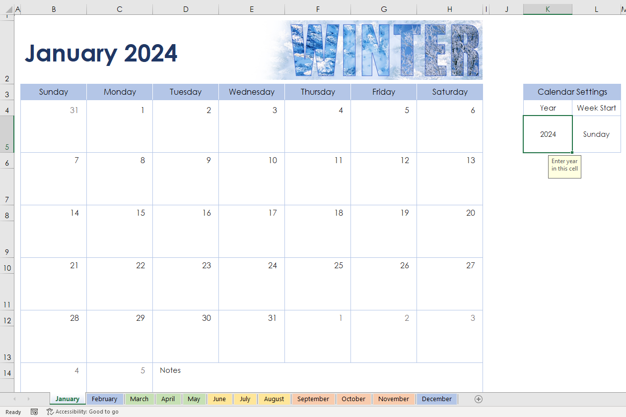 How to create a calendar in Excel?