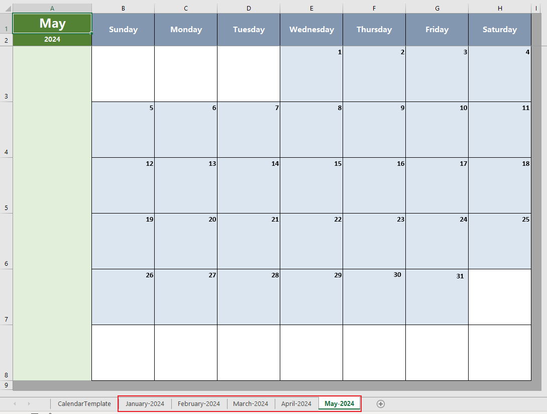 How to create a calendar in Excel?