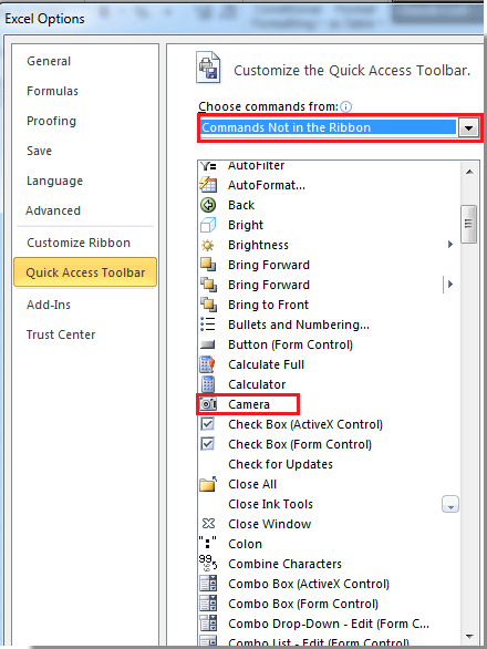 How to add and use camera tool in Excel？