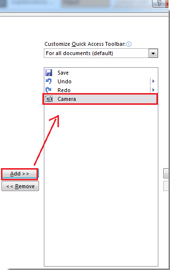 How to add and use camera tool in Excel？