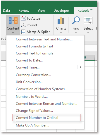 How to convert cardinal number to ordinal number in Excel?