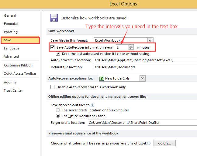How To Change Autosave Time In Excel 