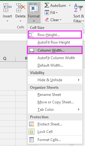 How to change cell size to inches/cm/mm/pixels in Excel?