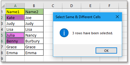 How to change color if two cells are not equal in Excel?