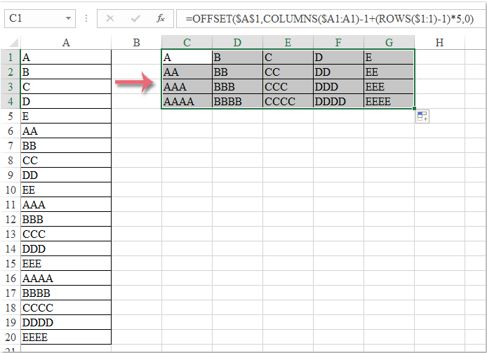 How To Transpose convert A Single Column To Multiple Columns In Excel 