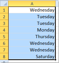 How to change multiple dates to day of week in excel?