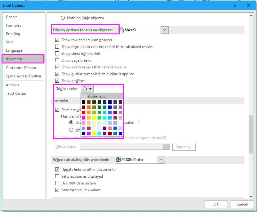 How To Change Default Gridline Color To Others In Excel 