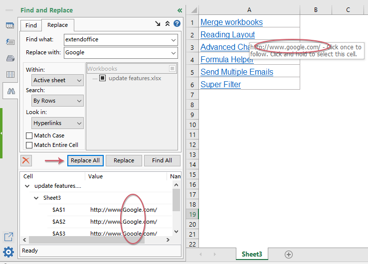 How to change multiple hyperlink paths at once in Excel?