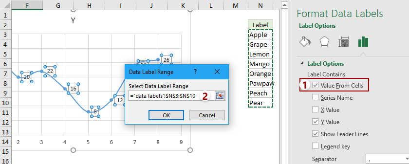 How To Add Data Labels From Different Column In An Excel Chart 