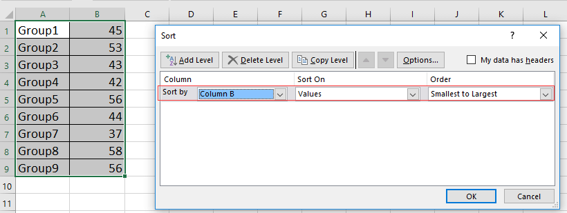 How to create a chart in ranking order in Excel?